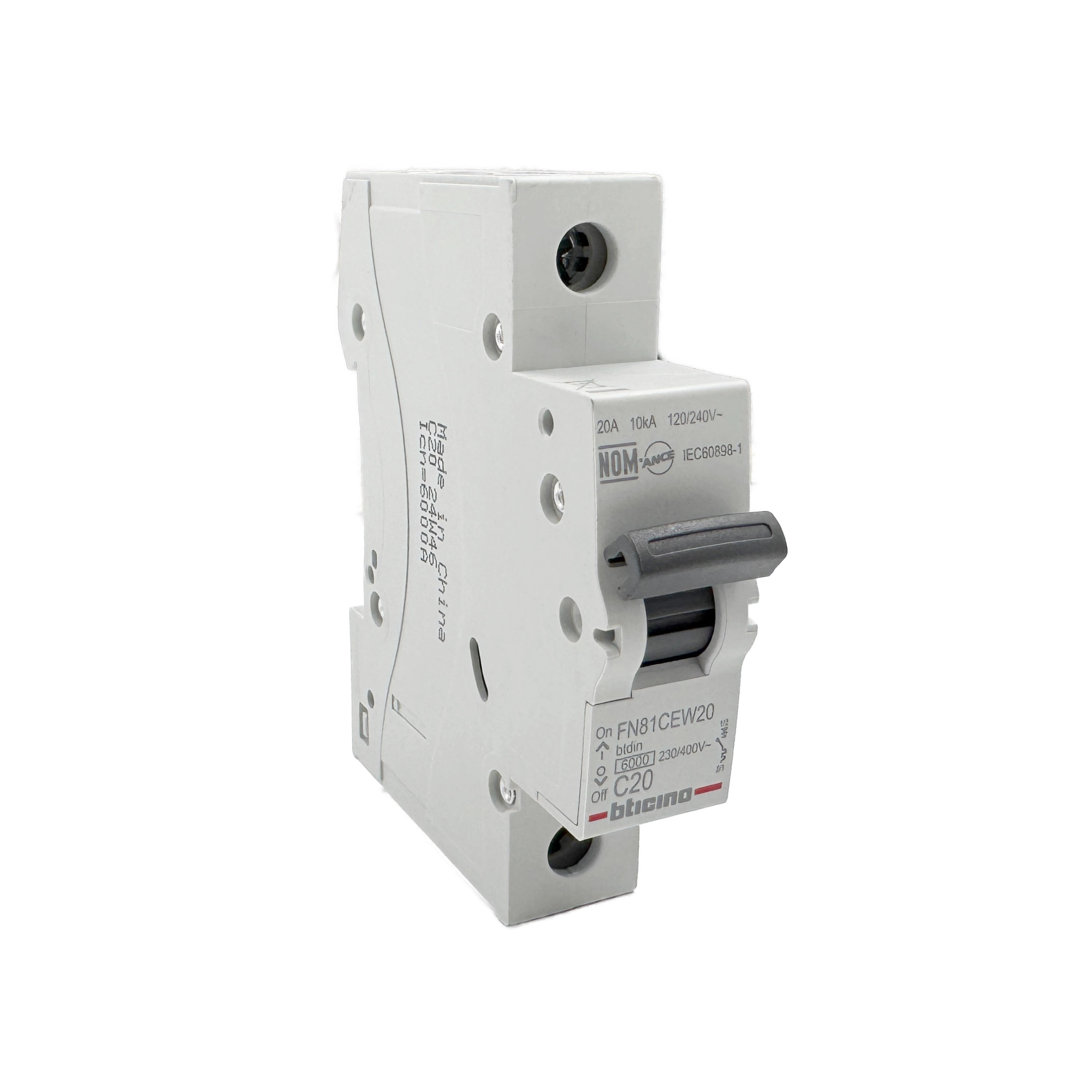 Breaker 20 A Curva C BTdin Bticino FN81CEW20 - Onofre